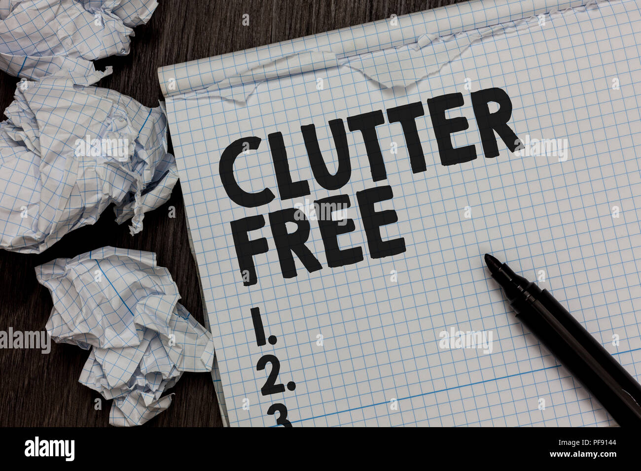 Text sign showing Clutter Free. Conceptual photo Well organized and ...