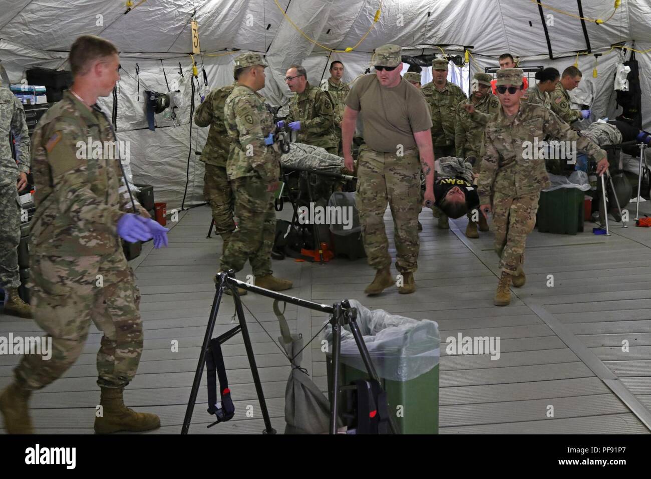 Soldiers of the 1171st Area Medical Support Company, Michigan National ...