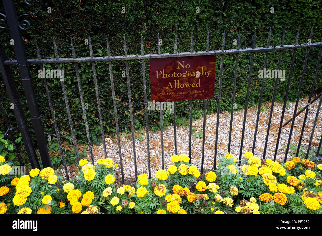 No Photography Allowed sign at large luxurious hotel in the Midlands ...