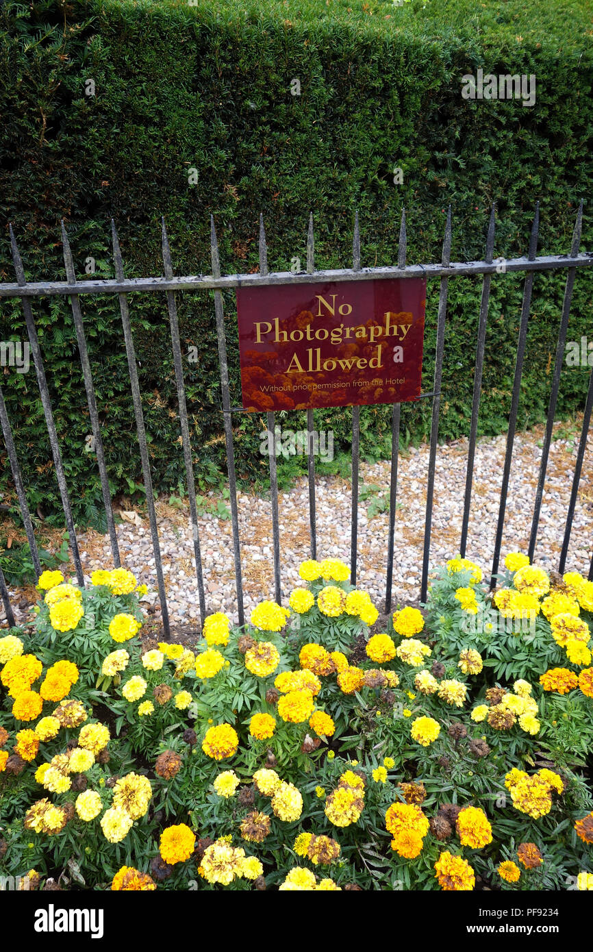 No Photography Allowed sign at large luxurious hotel in the Midlands ...