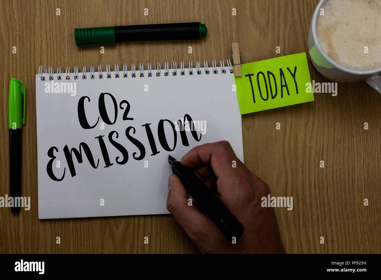 Writing note showing Co2 Emission. Business photo showcasing Releasing ...