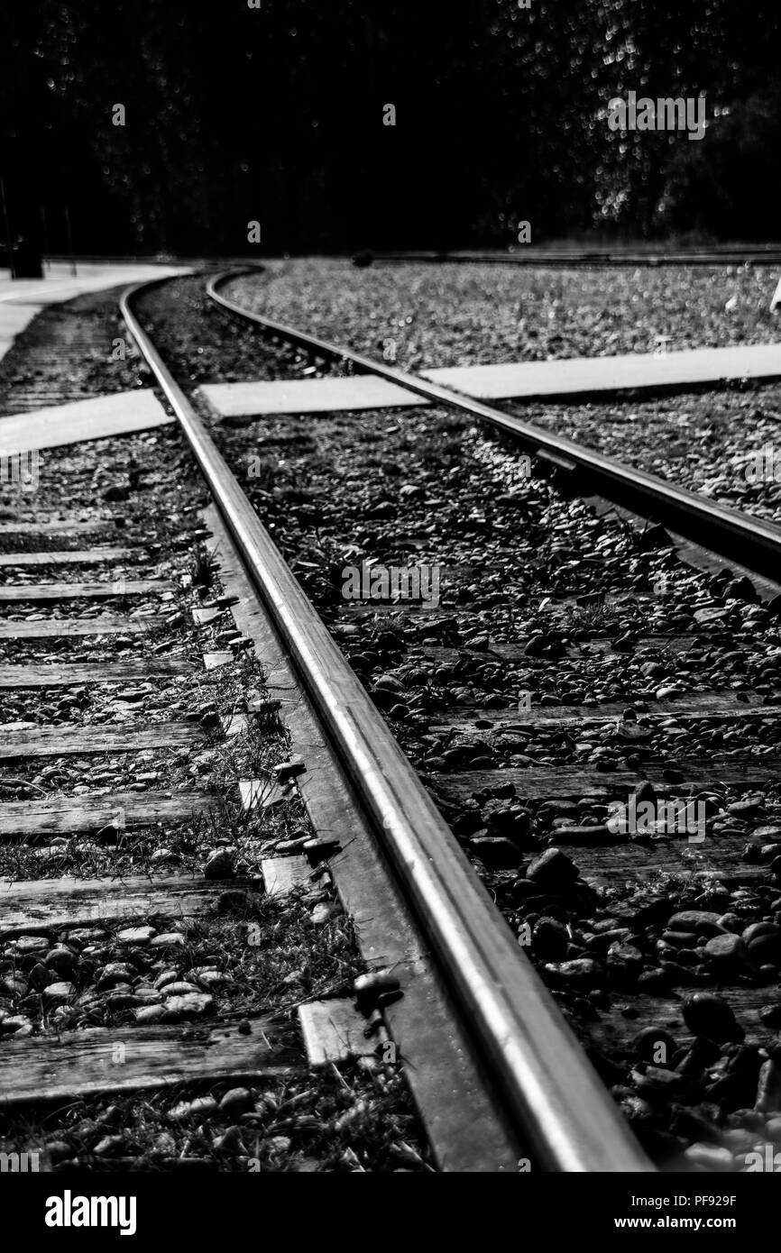Railroad tracks into the distance Stock Photo - Alamy