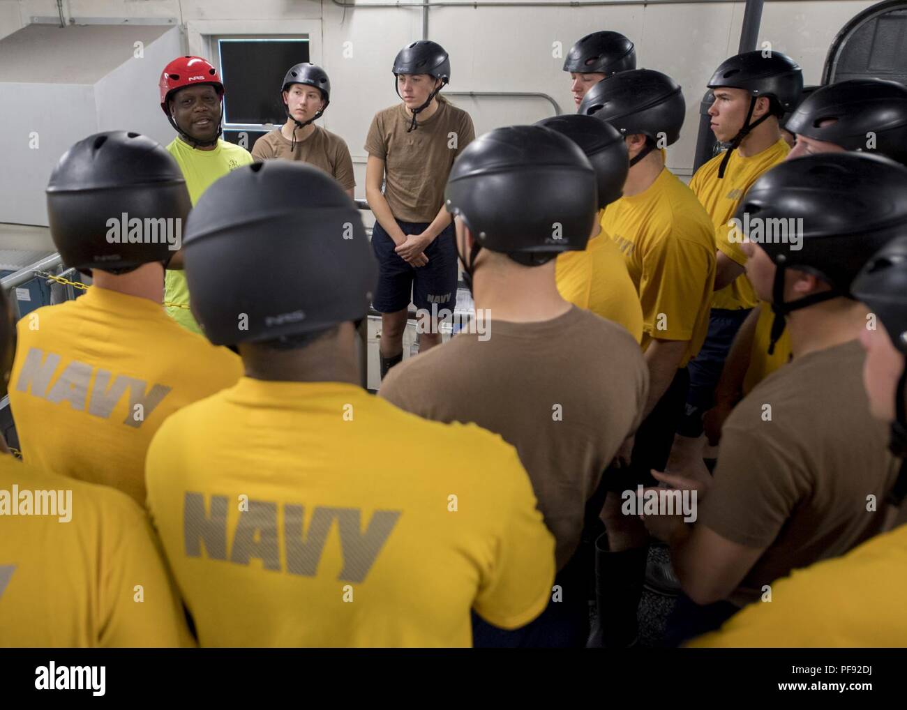NEWPORT, R.I. (June 7, 2018) Naval ROTC Midshipmen listen to safety ...