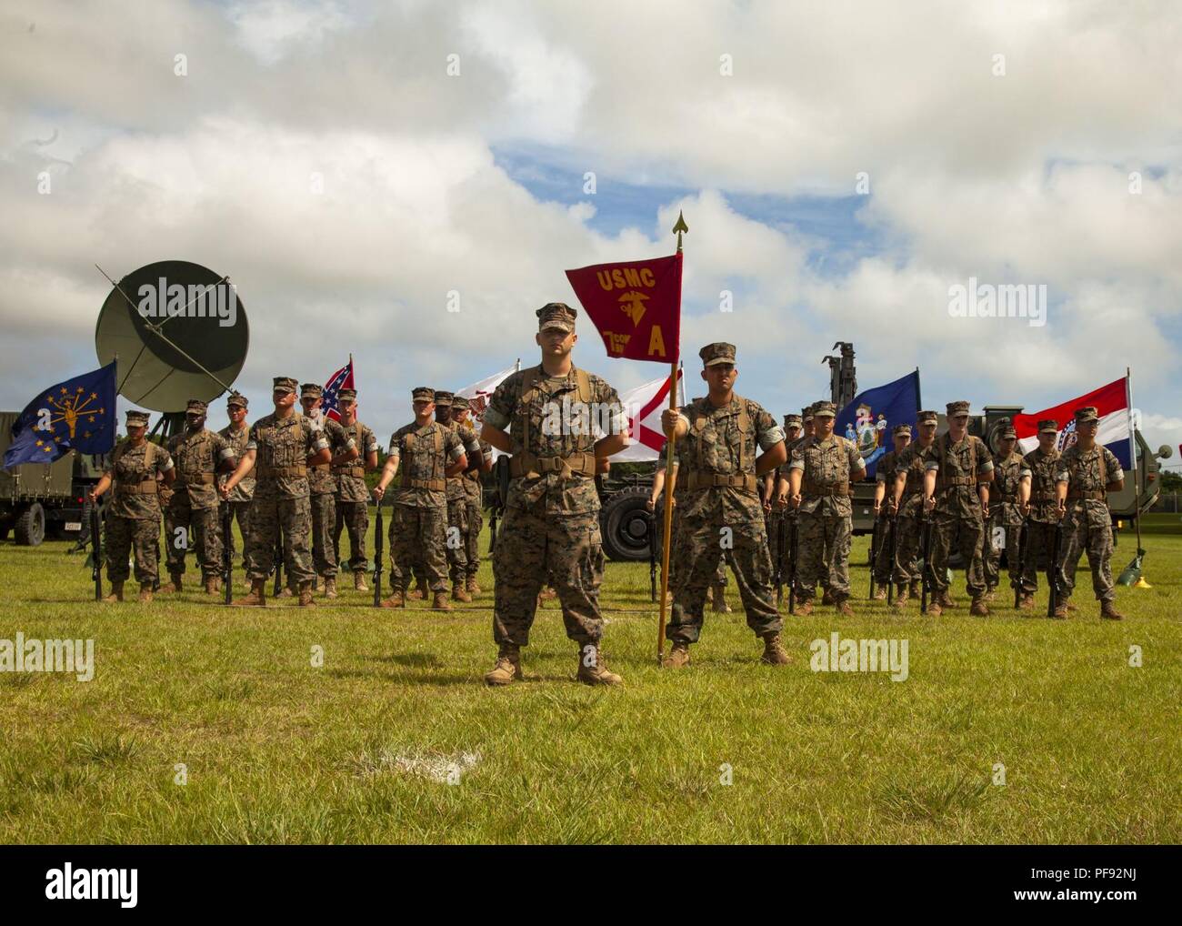 CAMP HANSEN, OKINAWA, Japan – Marines stand in formation at a 7th ...