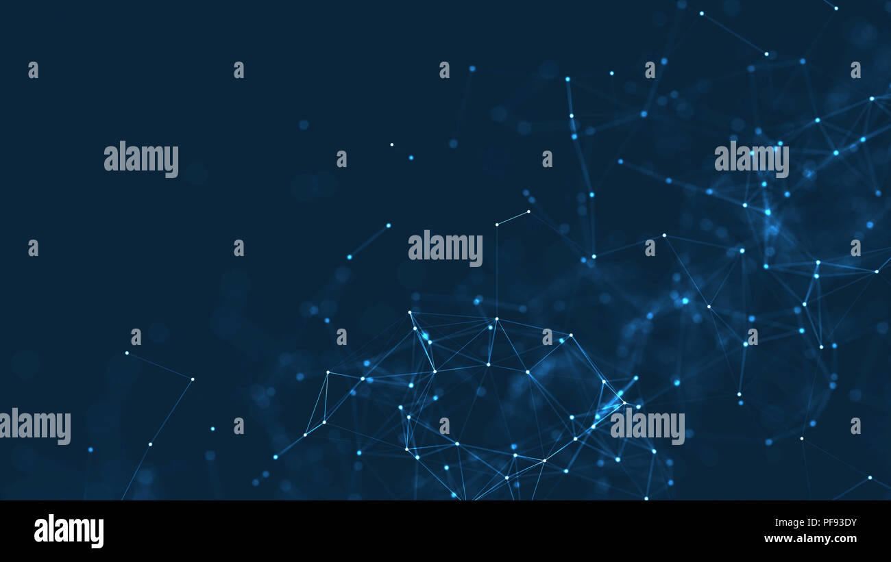 Abstract Plexus Blue Geometrical Shapes. Connection And Web Concept. Digital, Communication And ...