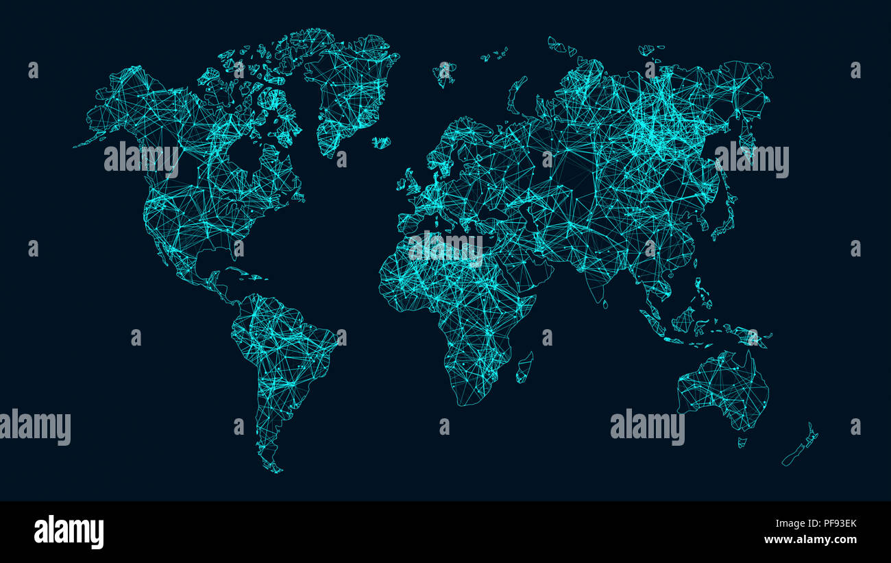 Growing global network and data connections concept.Scientific ...