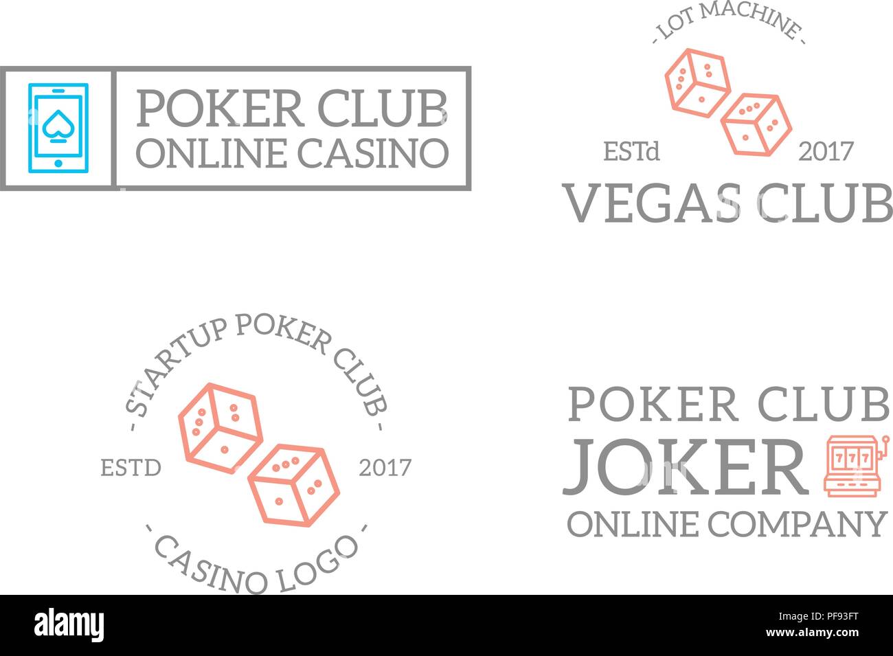 Set of retro vintage jackpot slot machine, dice, online casino logo or ...