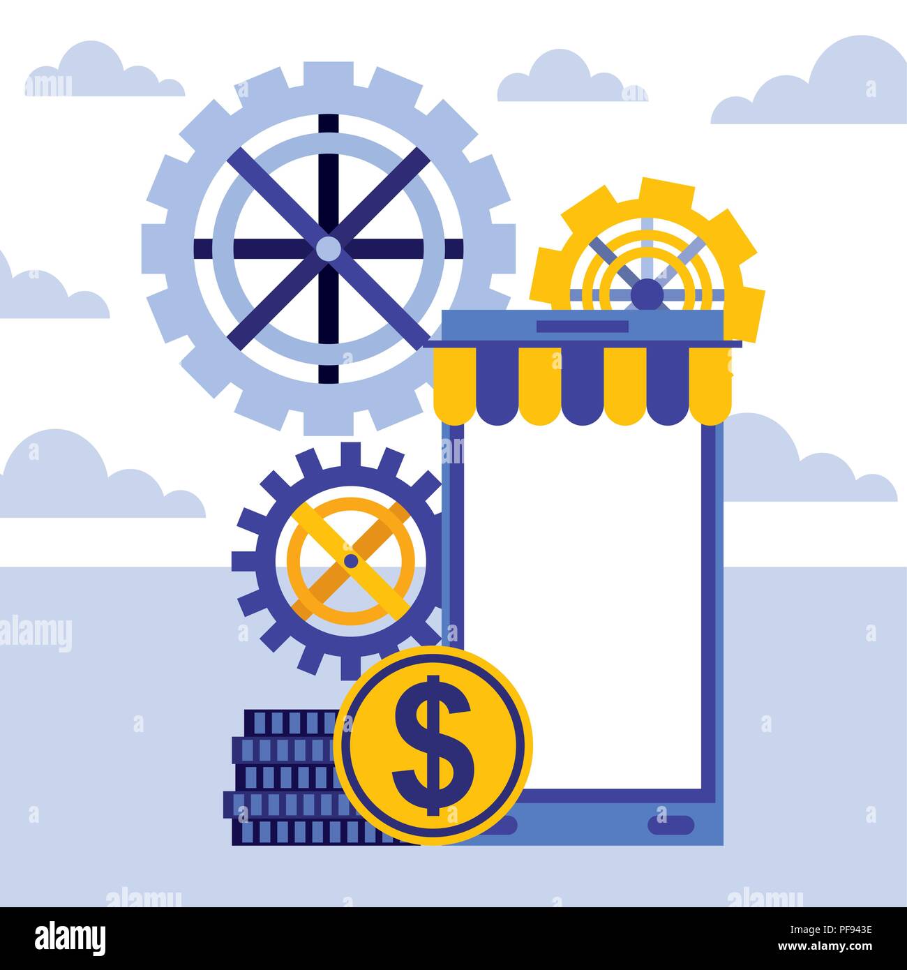 Money gear coins icon hi-res stock photography and images - Alamy