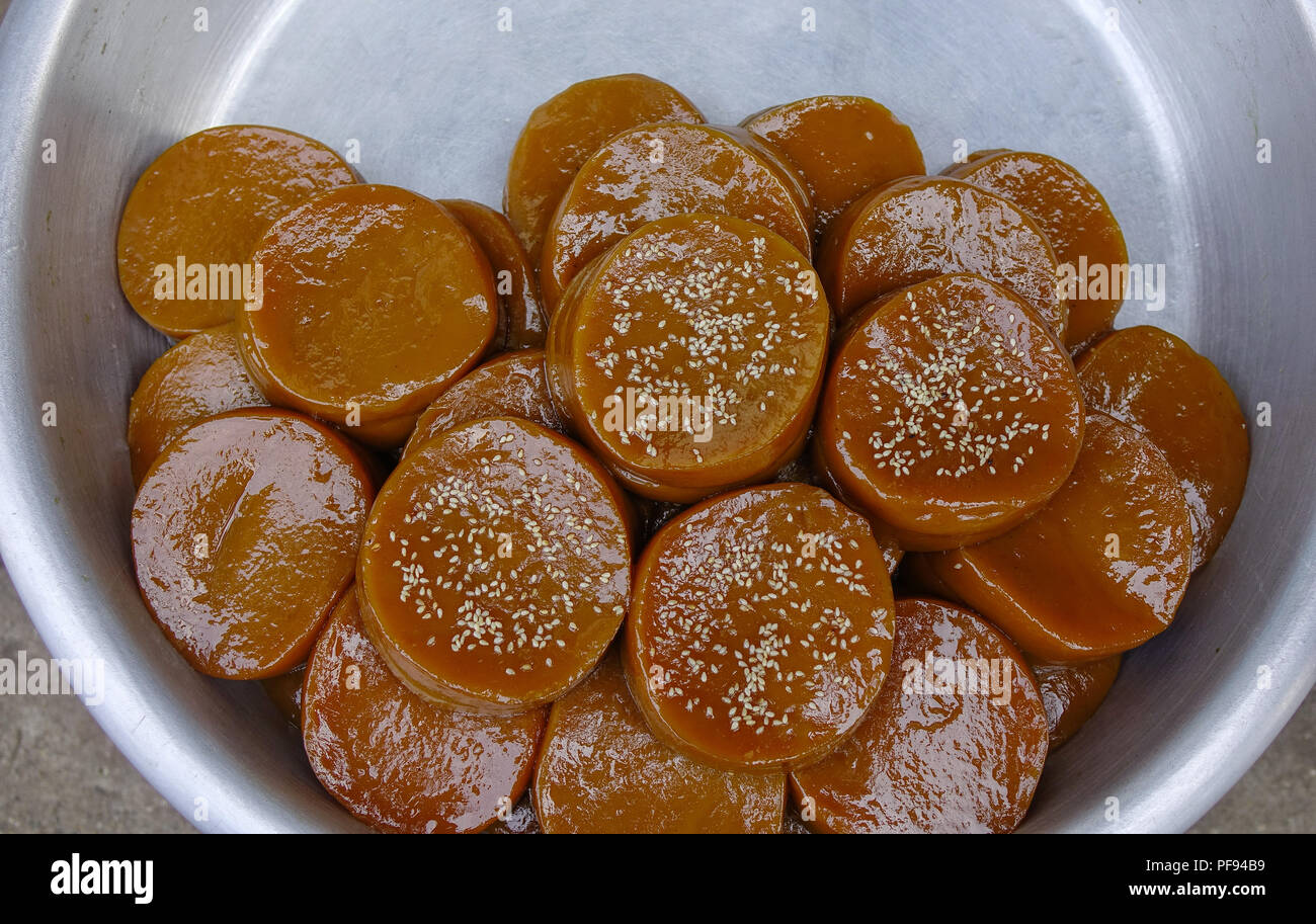 Traditional cake at local market in Yangon, Myanmar Stock Photo - Alamy
