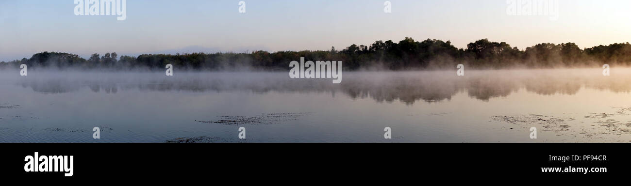Mist on the river Oka, Russia Stock Photo - Alamy