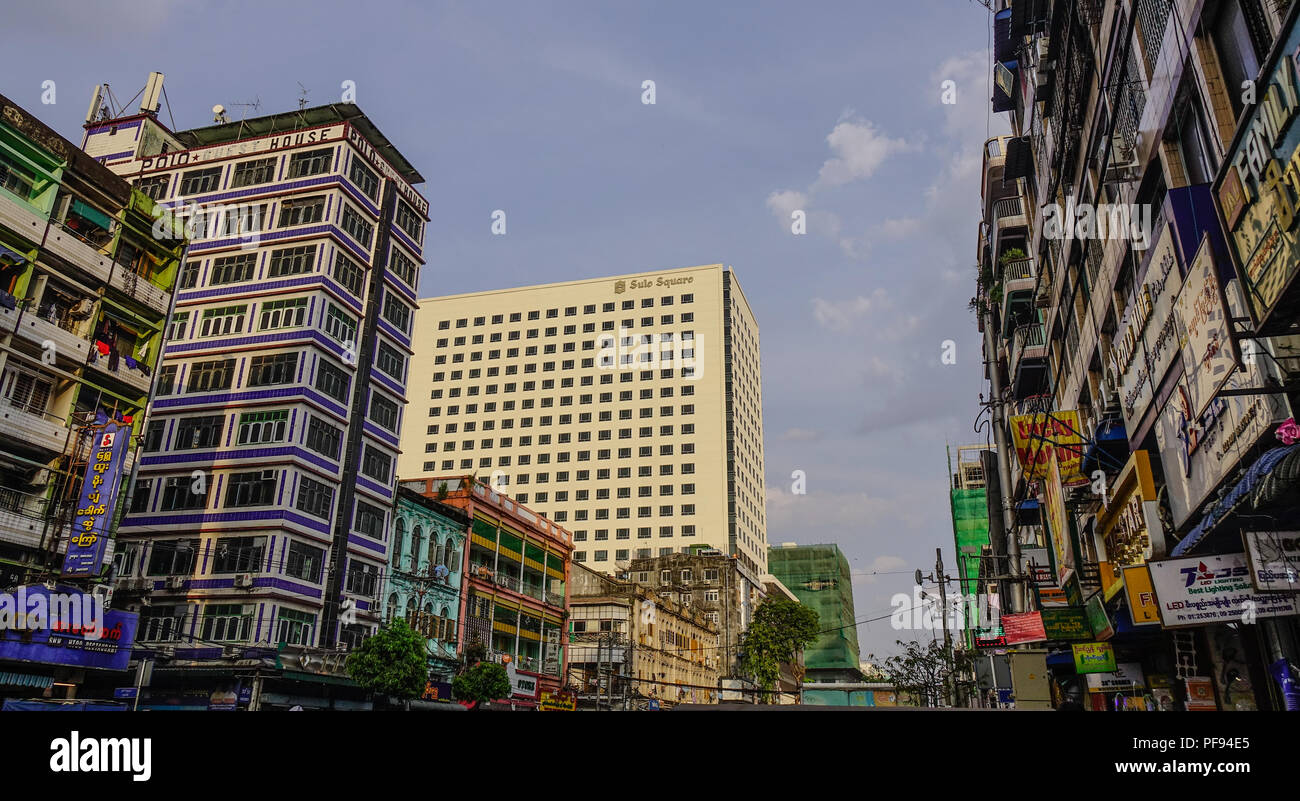Yangon, Myanmar - Feb 1, 2017. Cityscape of Yangon, Myanmar. Yangon is ...