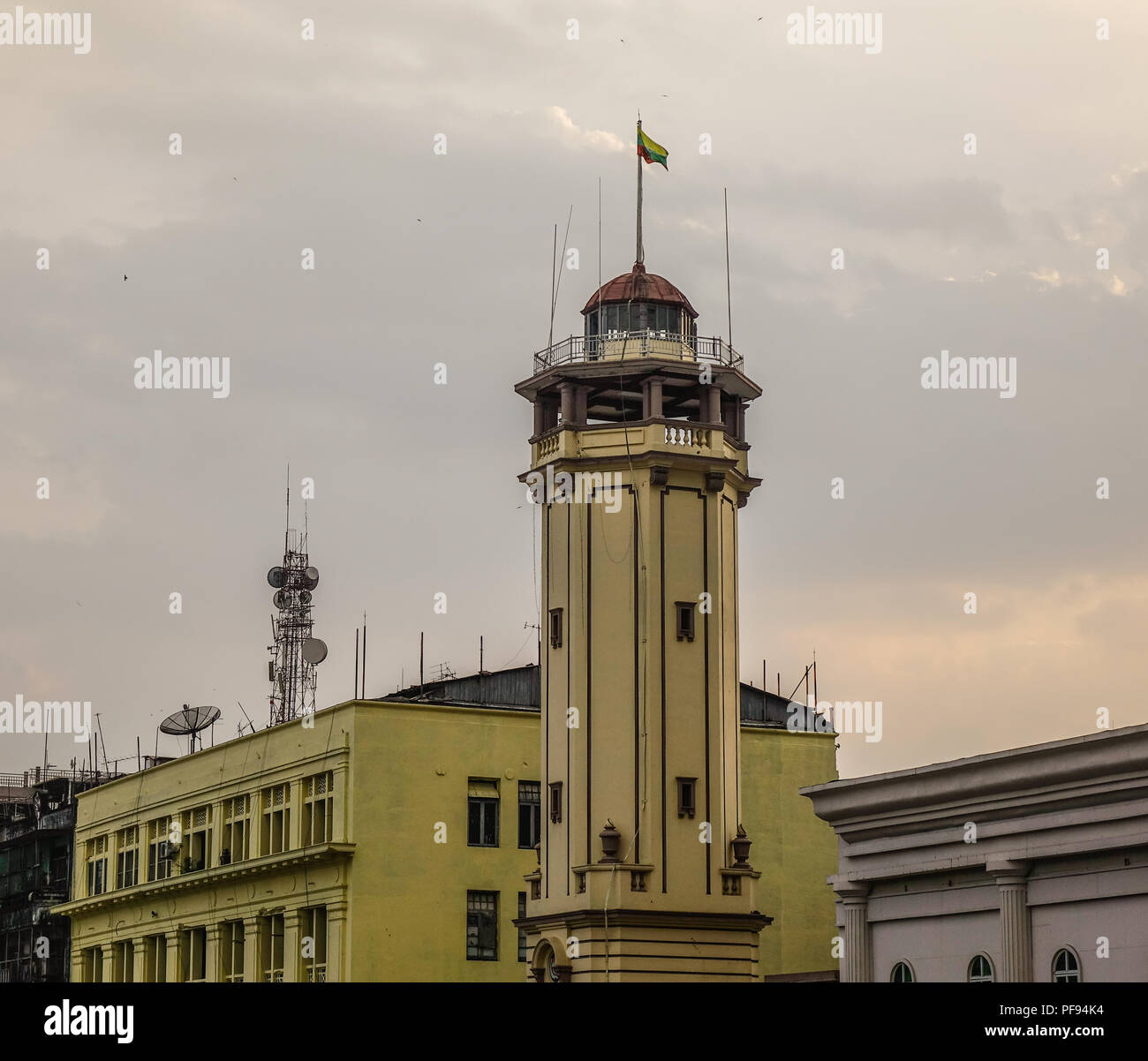 Ancient British-colony buildings in Yangon, Myanmar. Yangon is Myanmar ...