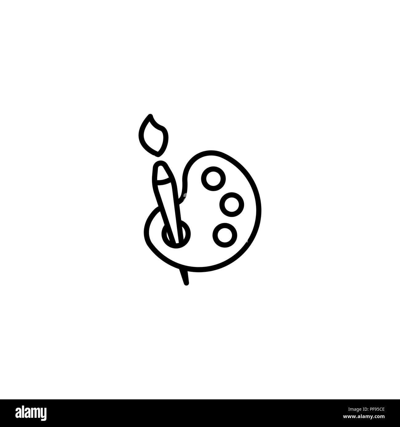 Web line icon. Brush and paint, palette with paints and brush Stock ...