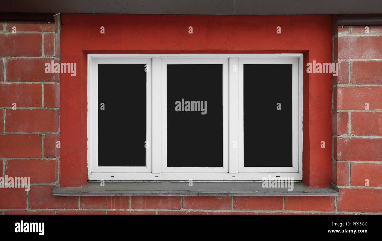 window with blank Windows on a brick wall.abstract background Stock ...