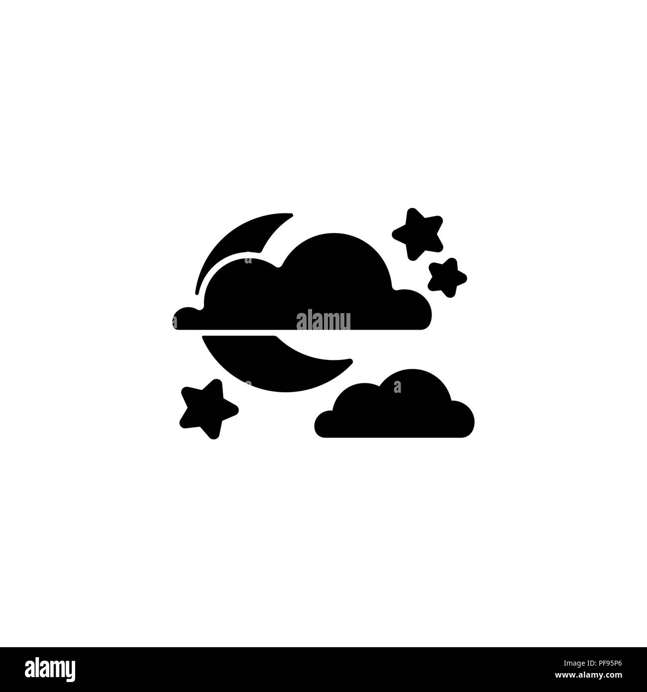 Web Icon Moon Clouds And Stars Night Icon Stock Vector Image And Art Alamy 