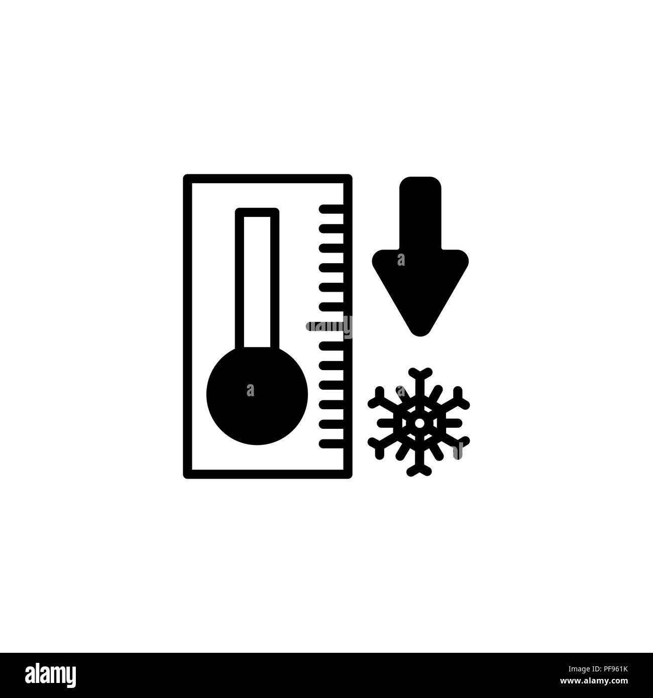 Web icon. Thermometer with low temperature black on white background ...