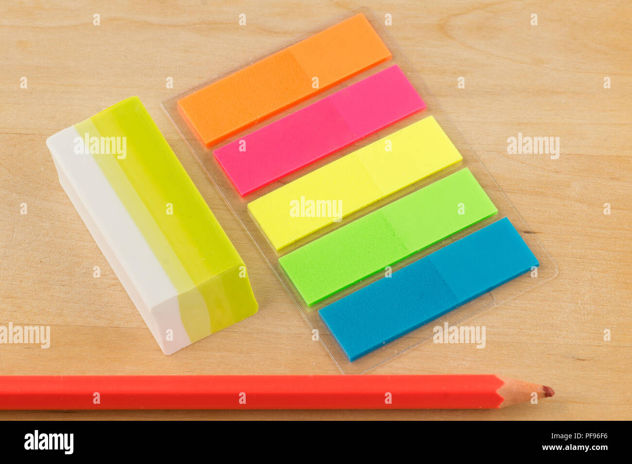 Color paper stickers and school writing instruments Stock Photo - Alamy