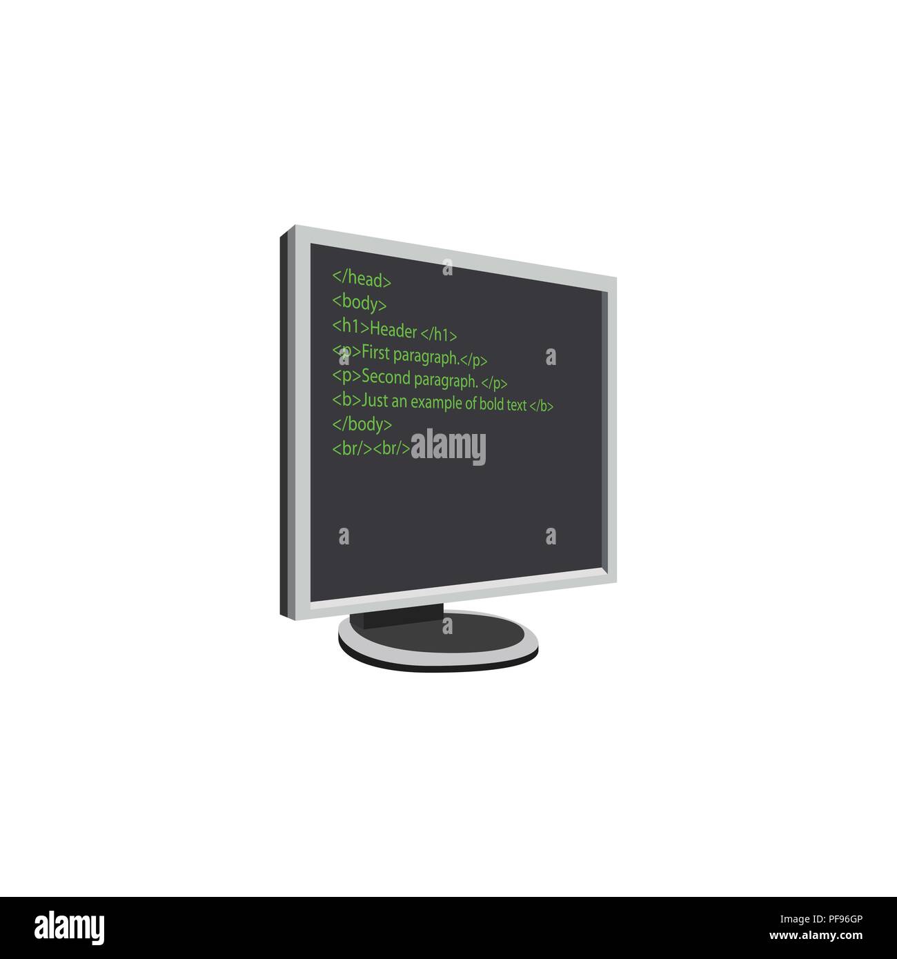 Color vector image. Computer (monitor wiht code Stock Vector Image ...