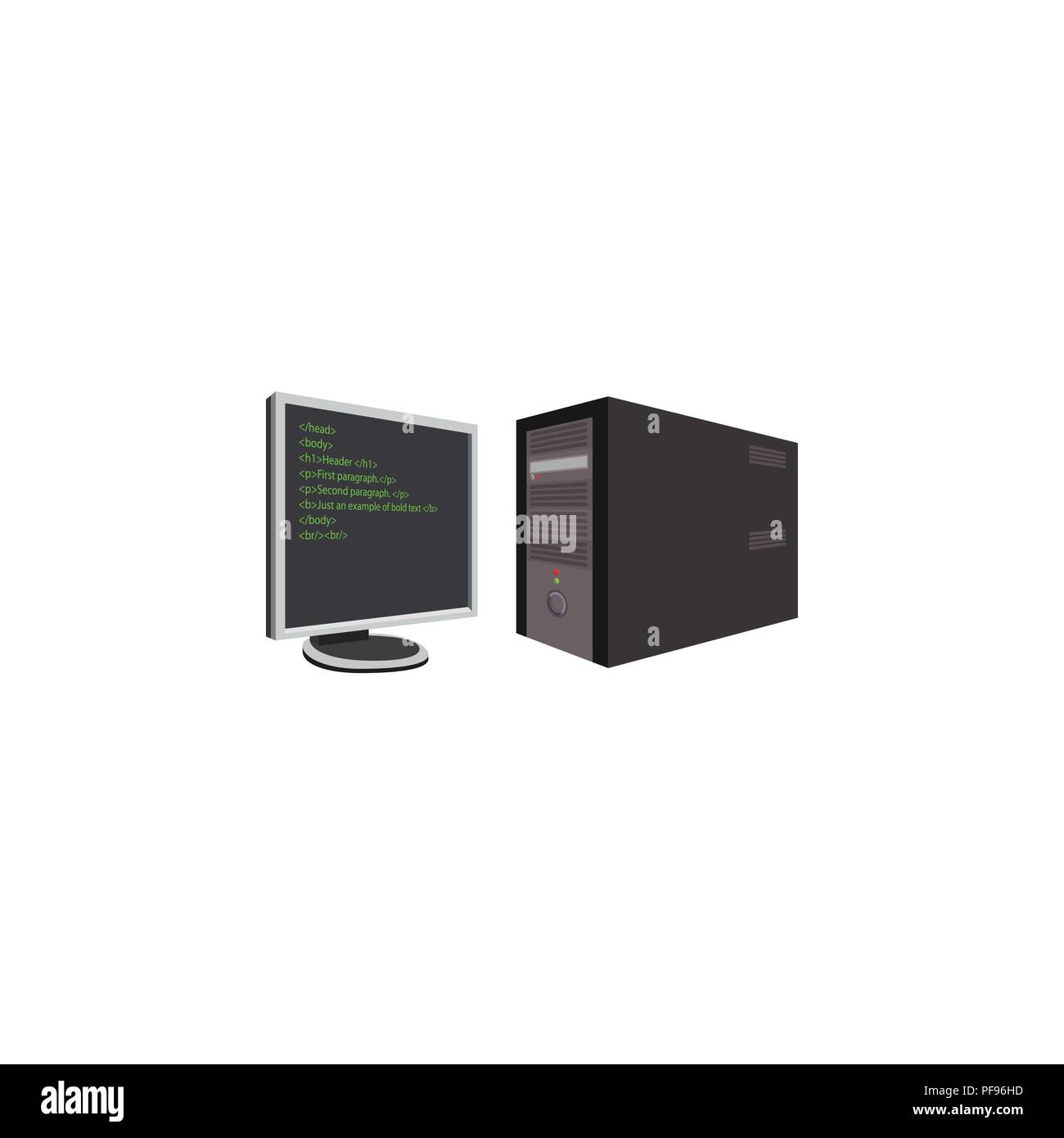 Color vector image. Computer (monitor and system unit Stock Vector ...