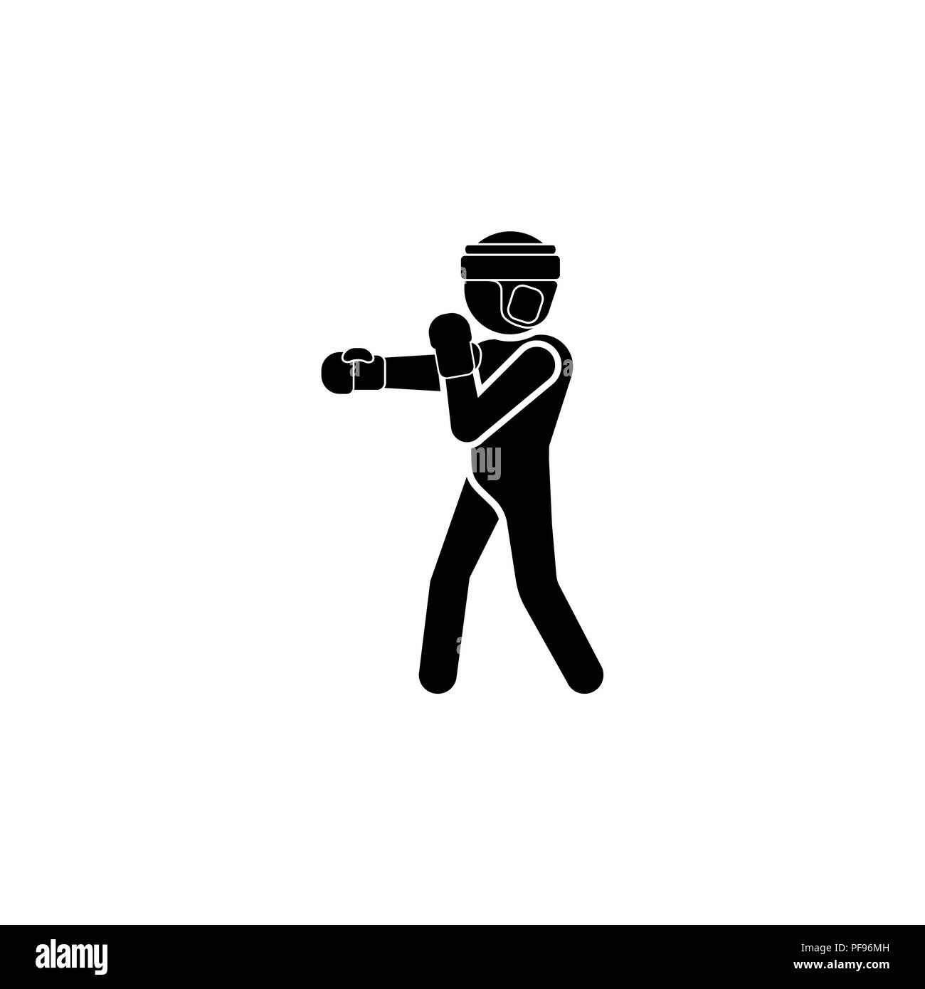 Vector illustration. Boxer icon white on a black background Stock ...