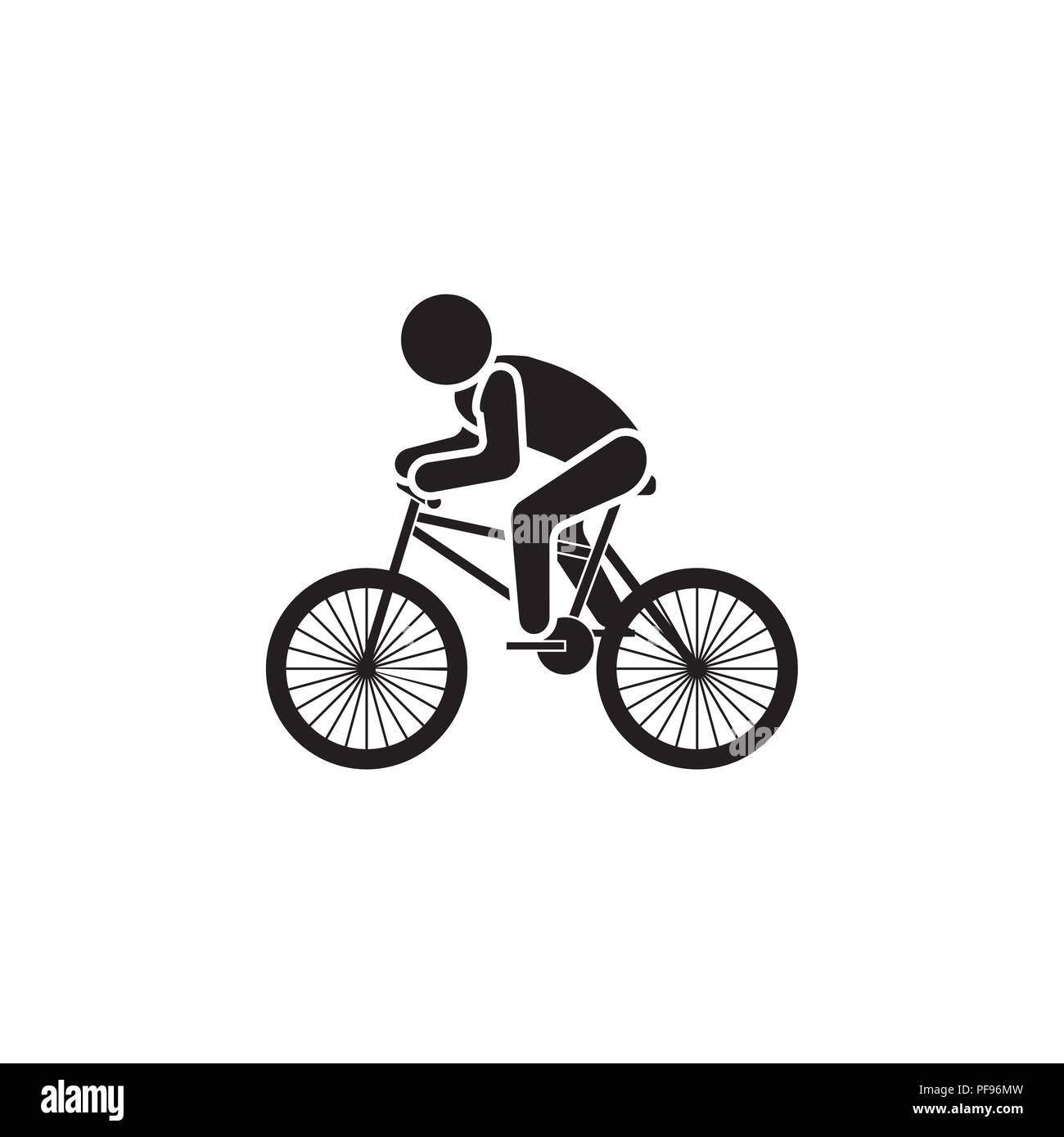 Vector illustration. Cyclist icon white on a black background Stock ...