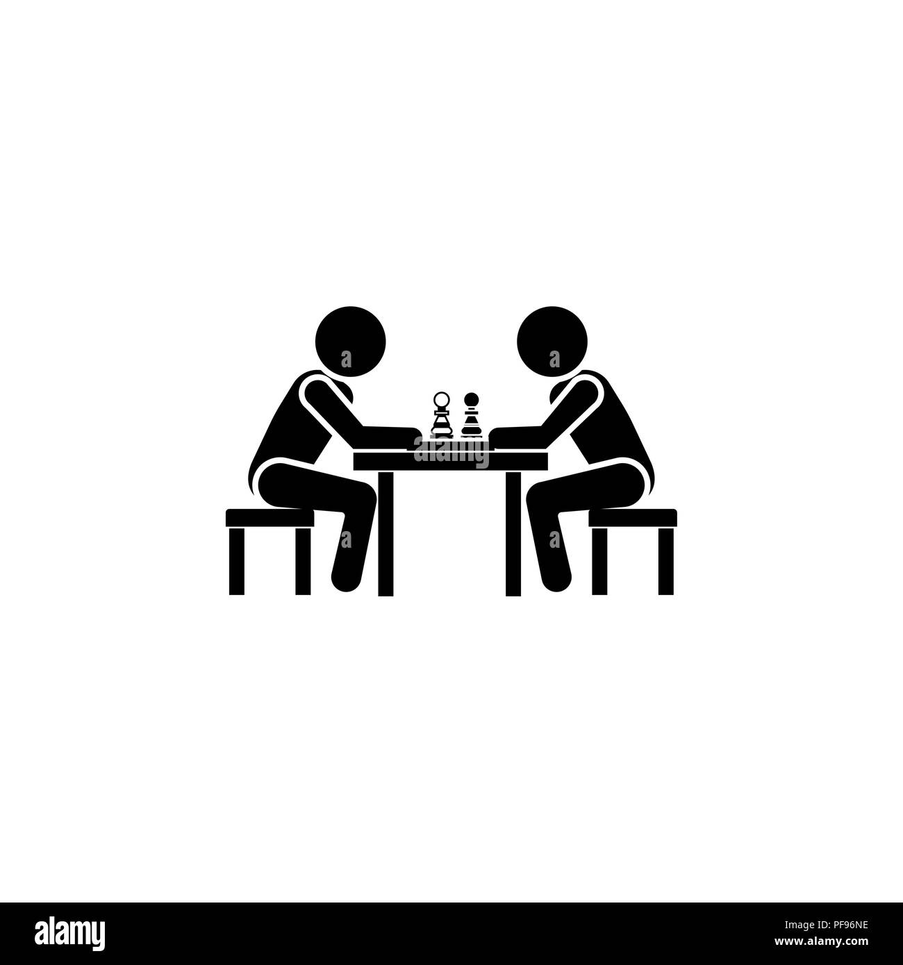 Vector illustration. Chess player icon white on a black background ...