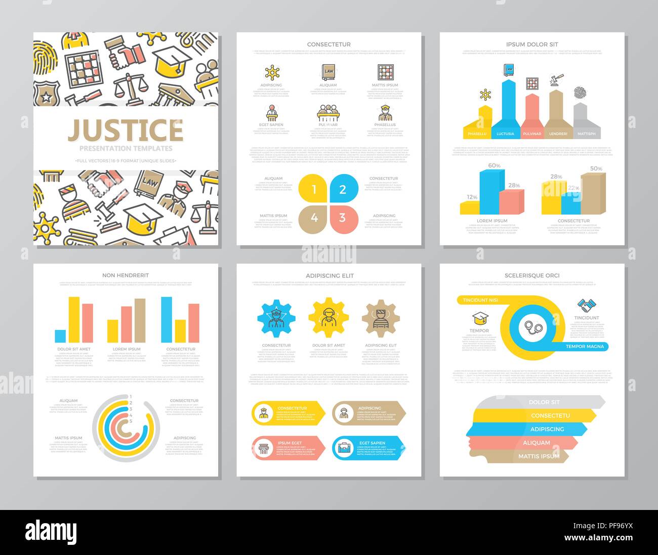 Vector template for multipurpose presentation slides with graphs and ...
