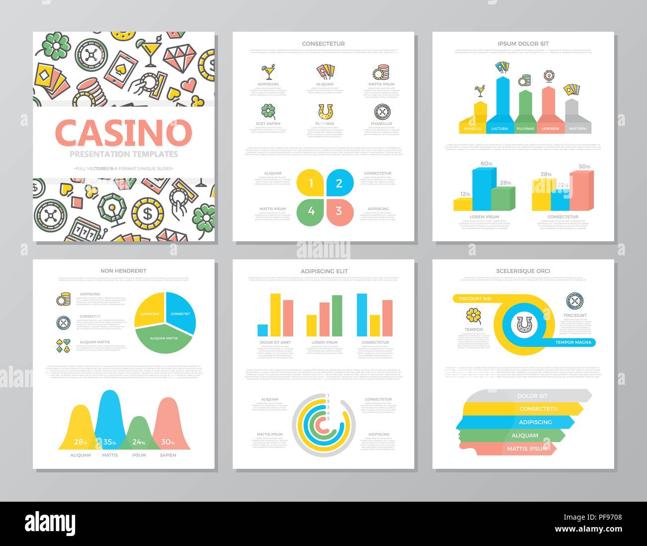Vector template for multipurpose presentation slides with graphs and ...