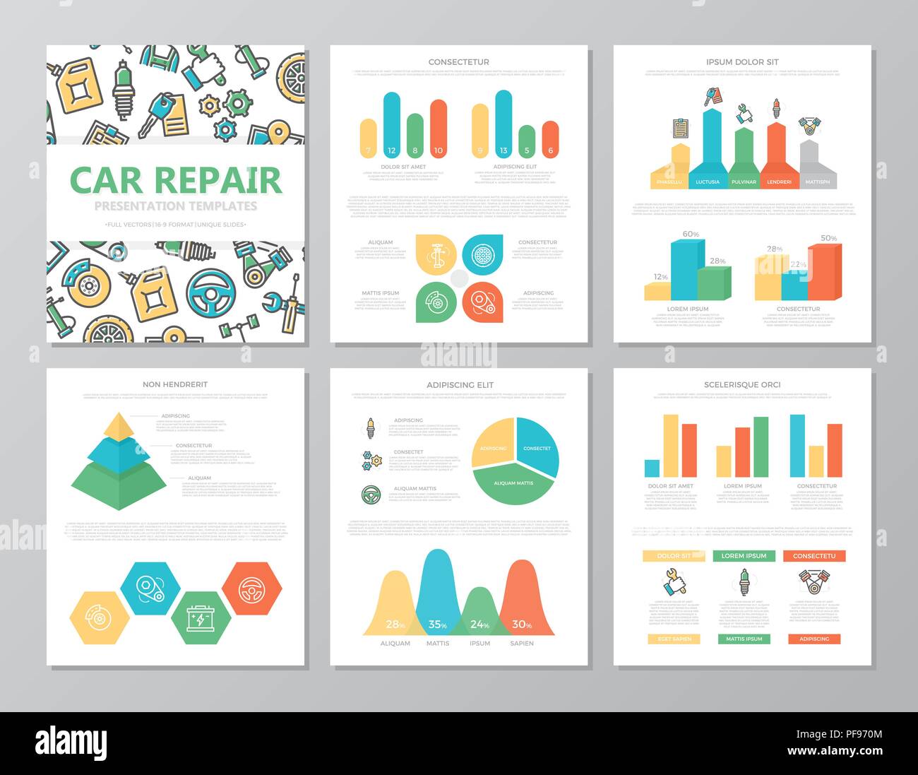 Vector template for multipurpose presentation slides with graphs and ...