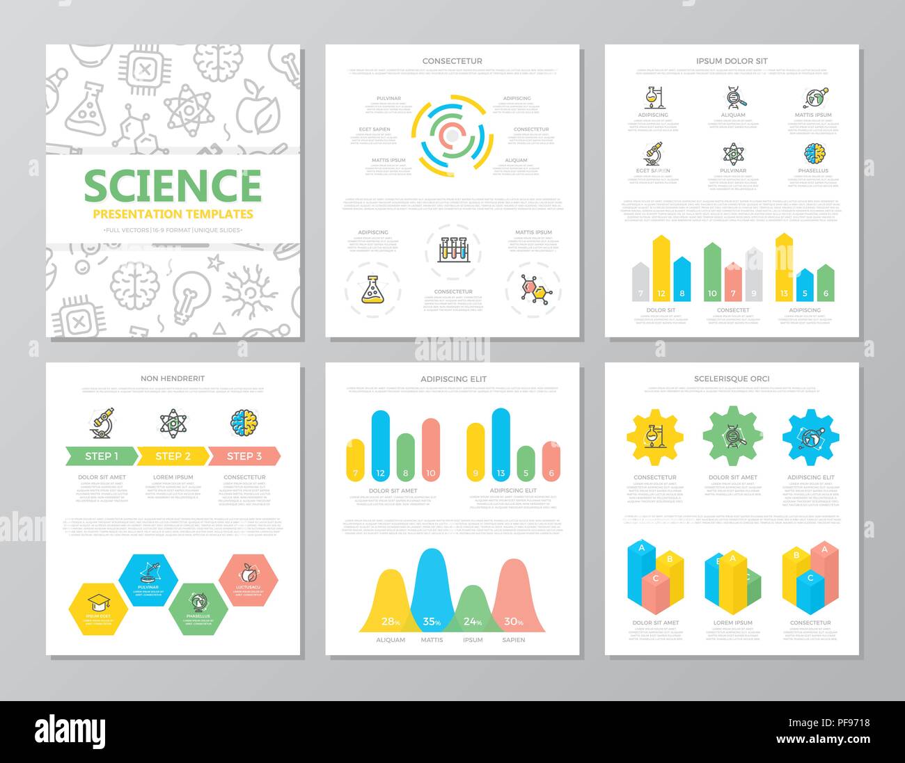 Vector template for multipurpose presentation slides with graphs and ...