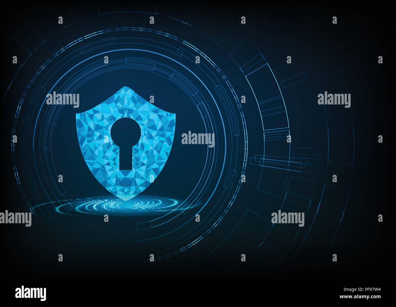 Internet technology cyber security data concept of protect computer virus attack with shield ...