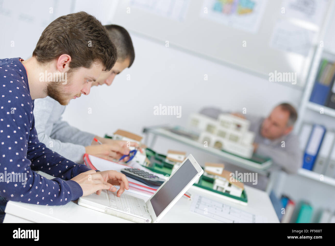 group of college students attending a computer class Stock Photo - Alamy