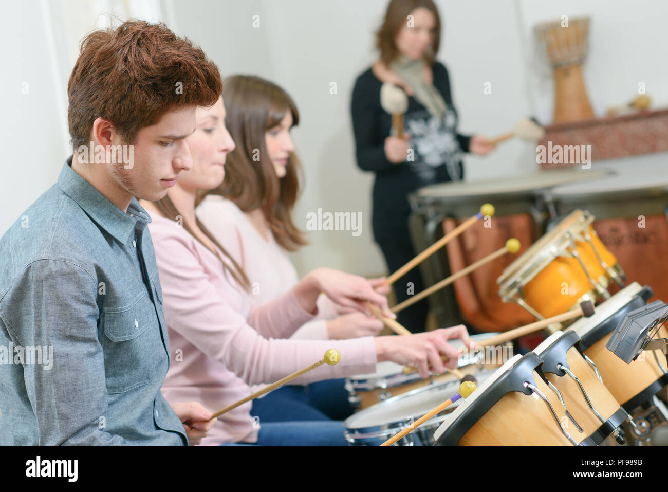 Percussion musicians performing Stock Photo - Alamy