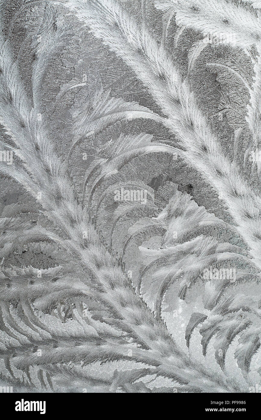 Frozen ice patterns on glass Stock Photo - Alamy