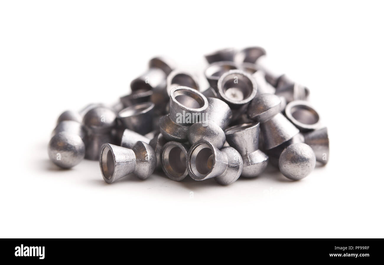 Lead airgun pellets isolated on white background Stock Photo - Alamy