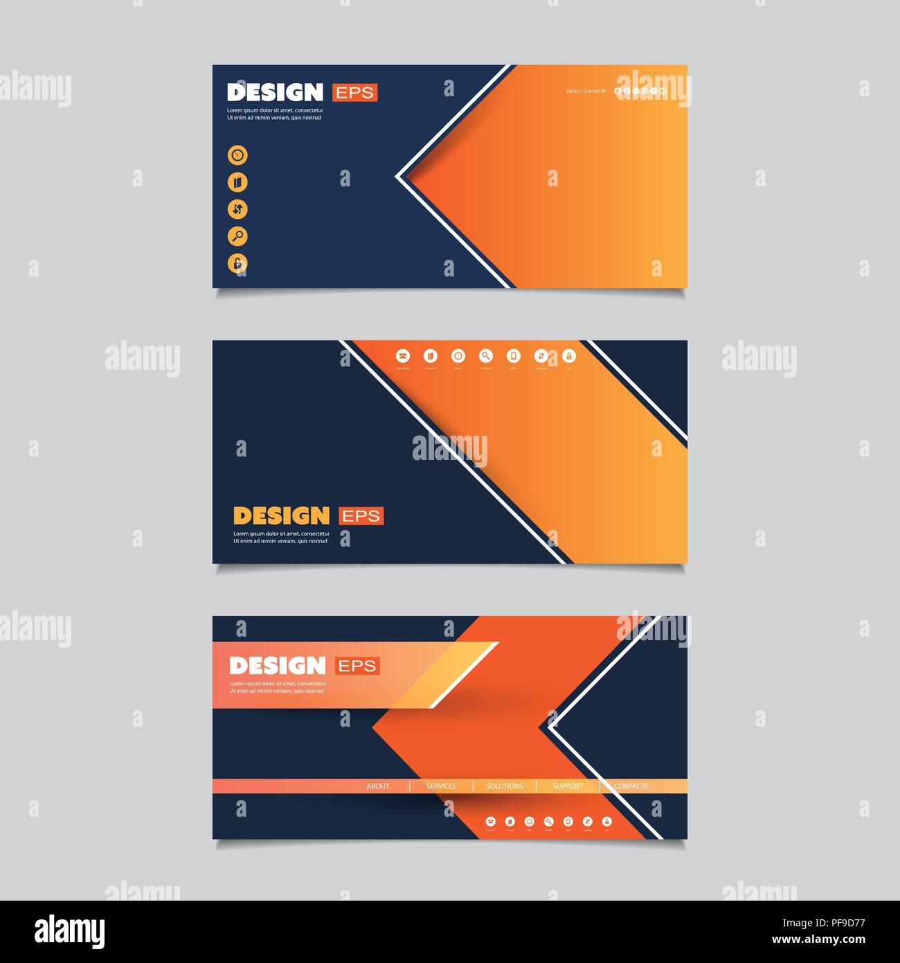 Web Design Elements - Header or Banner Design Set Stock Vector Image ...