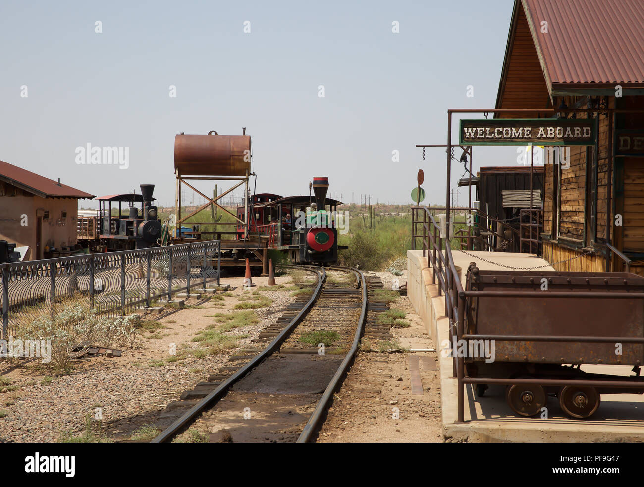 Steam train in Goldfield Ghost town in Apache Junction, Arizona, USA ...