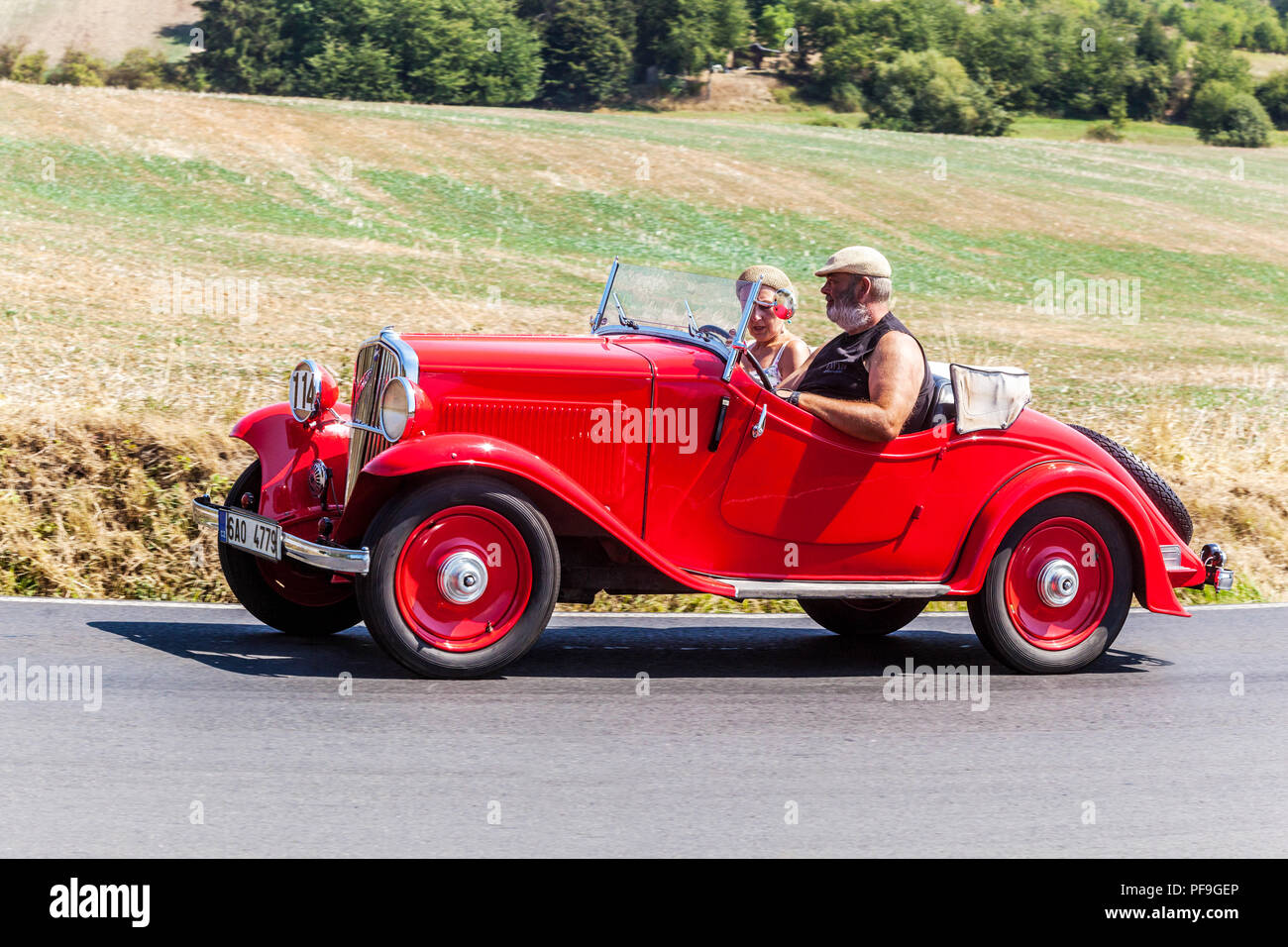 Walter Junior Roadster (1933), Veteran Vintage car run on a rural road ...