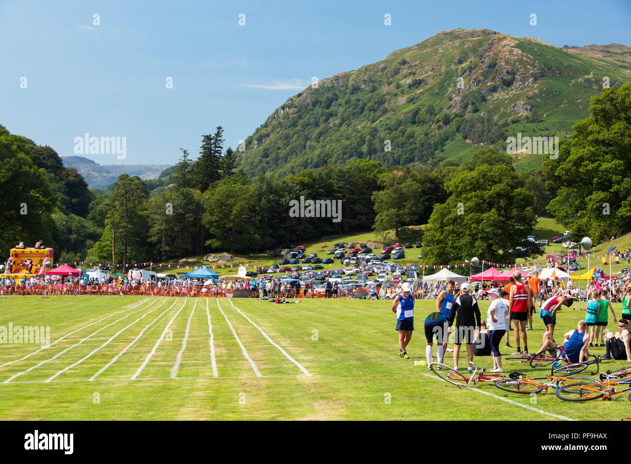 The cycle track racing at the annual Ambleside Sports event, Ambleside ...