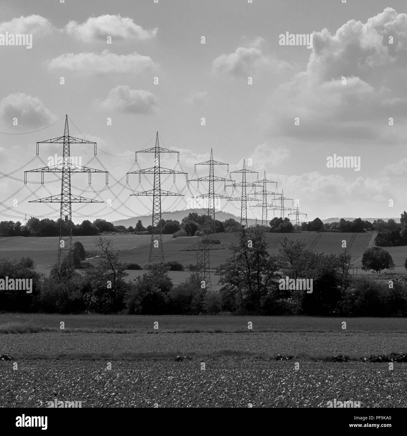 Electricity pylons! Black and White Stock Photos & Images - Alamy
