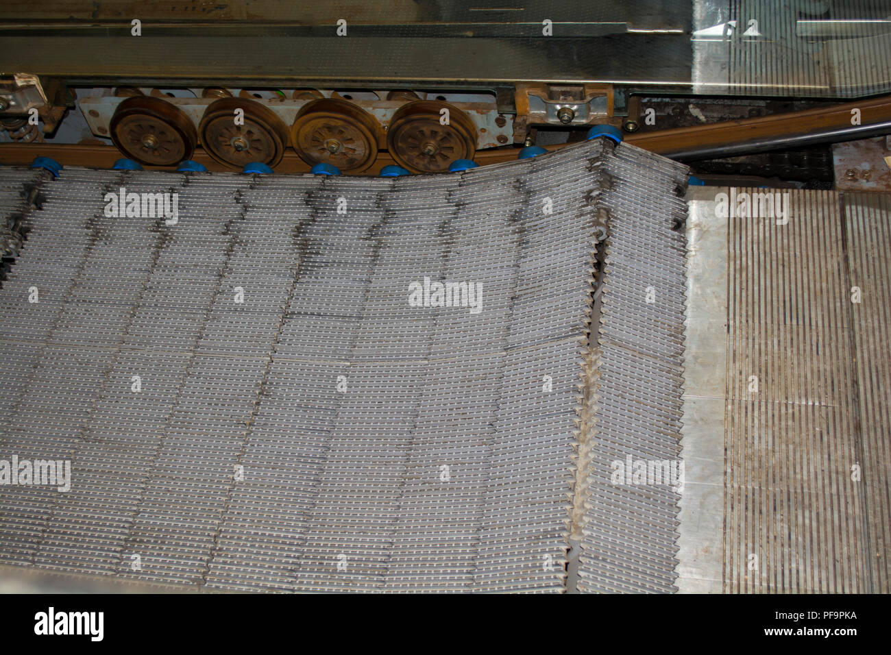 Repair and maintenance work - change a parts of escalator. Escalator ...