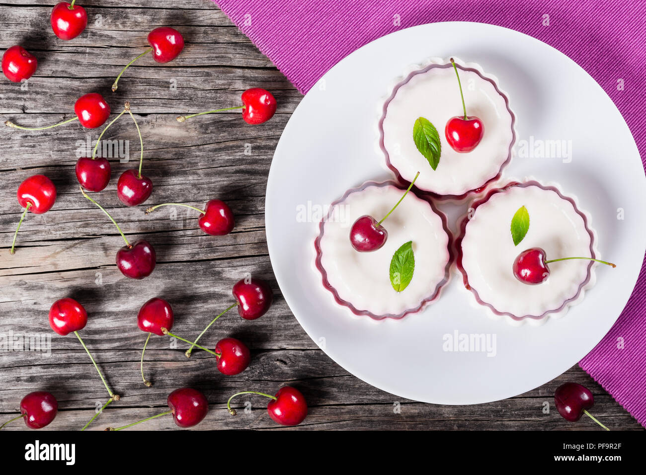 Italian dessert of cherry juice and sweetened cream thickened with ...
