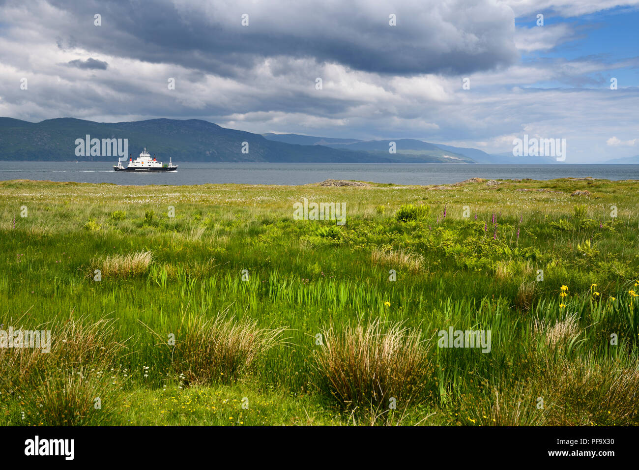 Sound of Mull Ferry at Loch Linnhe with clouds from Isle of Mull Duart ...