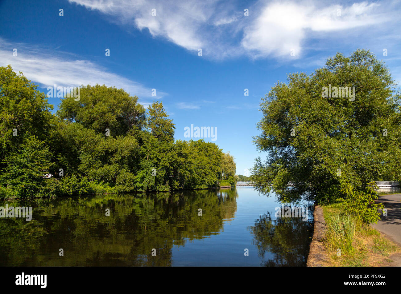 Scenic view from the estuary of Yamaska River emptying from Lac Boivin ...