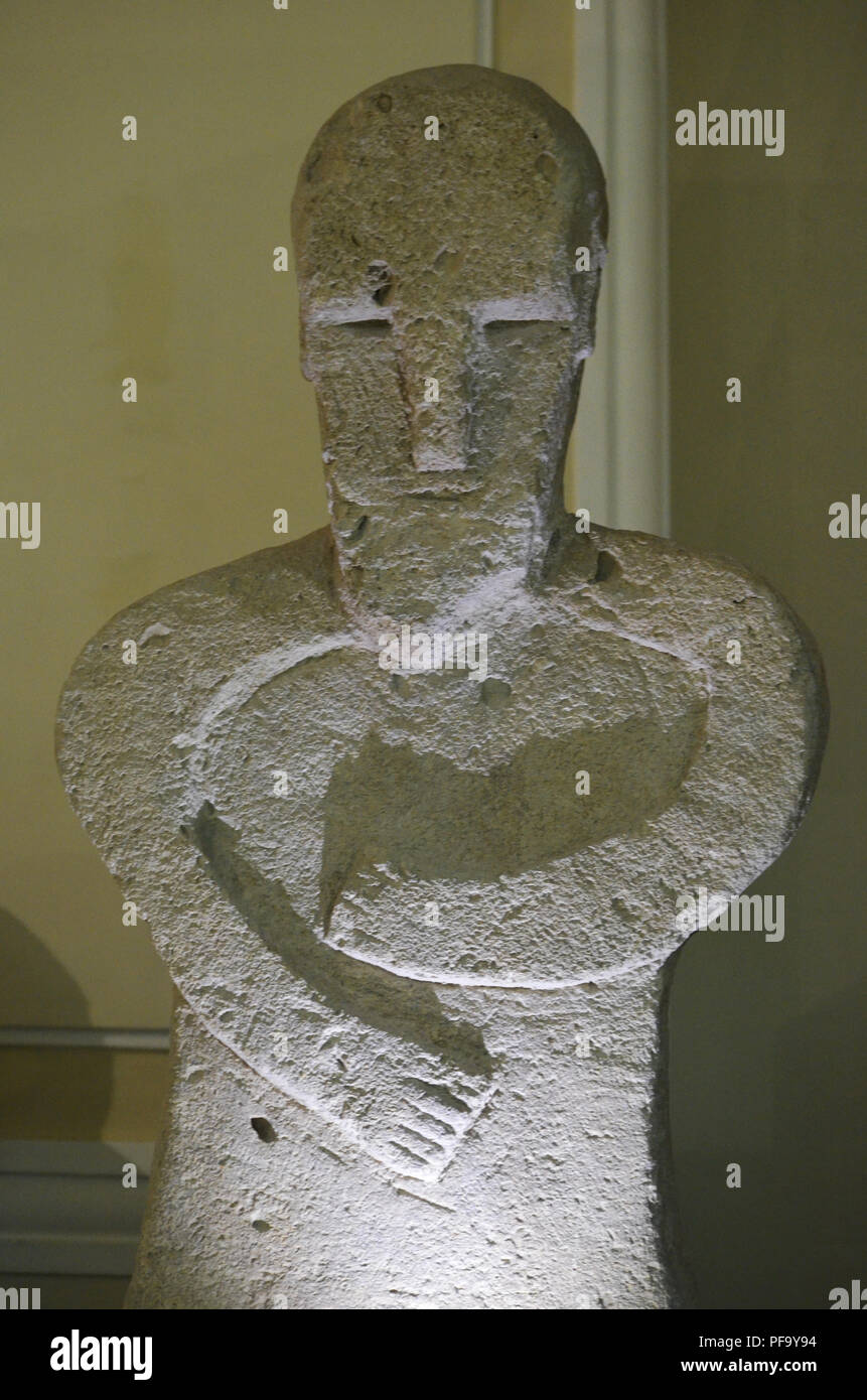 Ancient anthropomorphic statues at Baku’s National Museum of History ...
