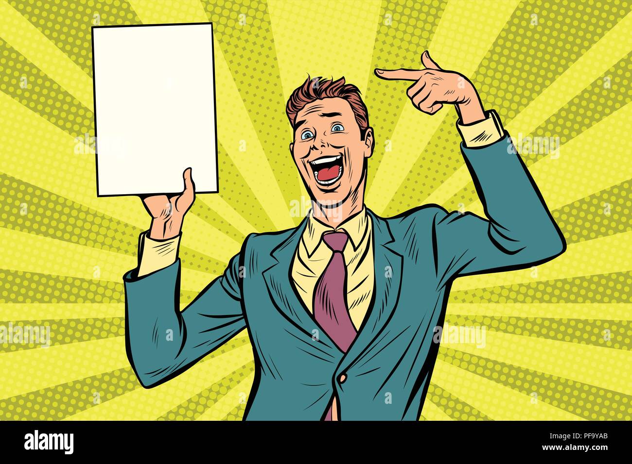 pop art Businessman points at copy space poster Stock Vector Image ...