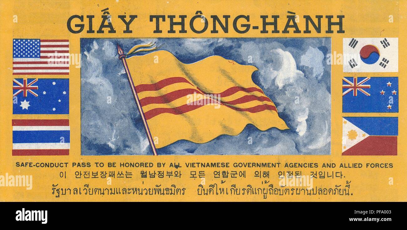 Safe Conduct Pass issued to armed forces members operating in Vietnam ...