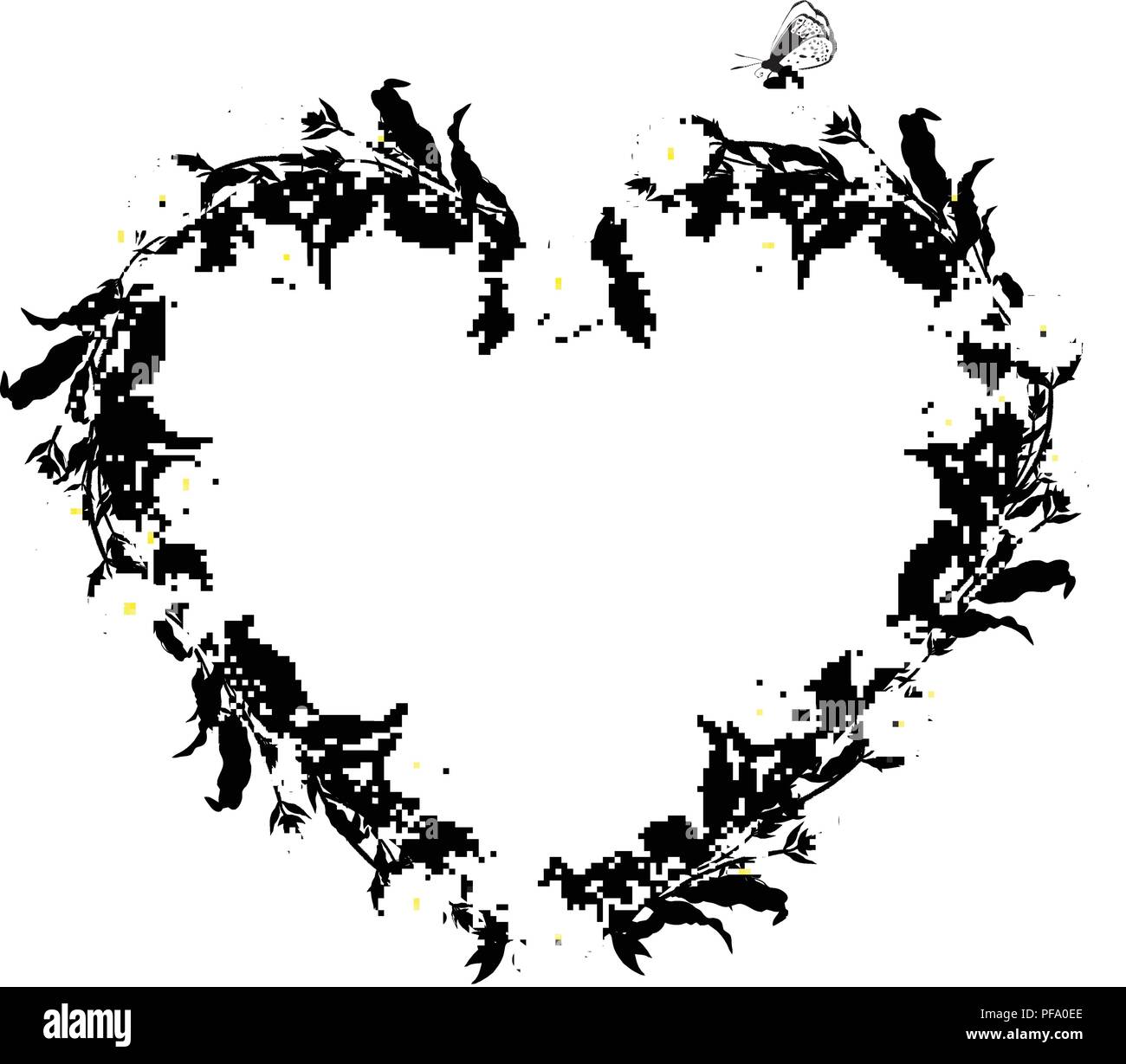 Wreath heart on black Cut Out Stock Images & Pictures - Alamy