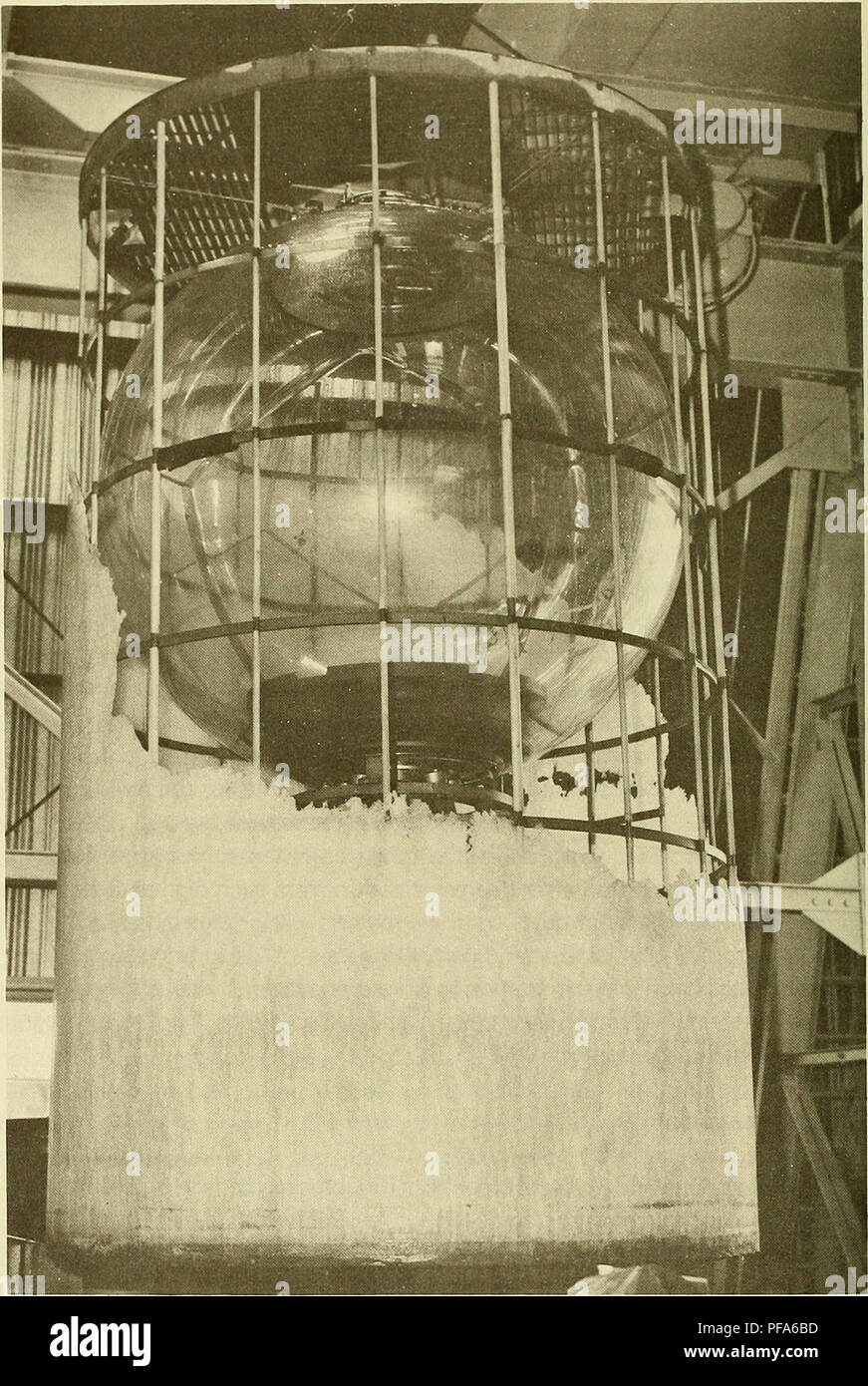 This image shows a 66-inch spherical acrylic plastic pressure hull ...