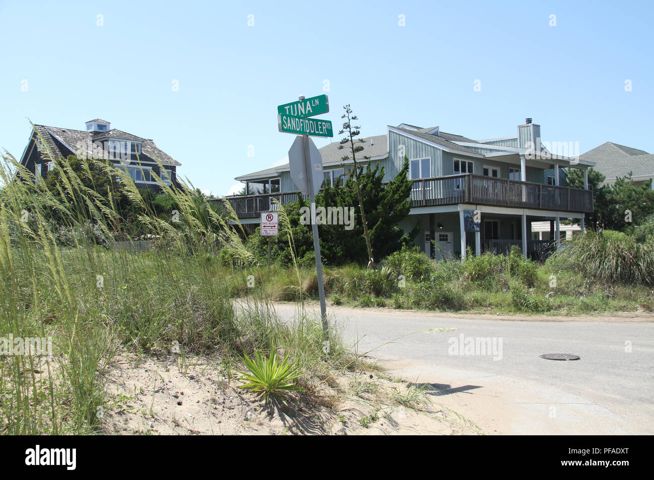 Rental houses on the shore of the Atlantic Ocean, at Virginia Beach ...